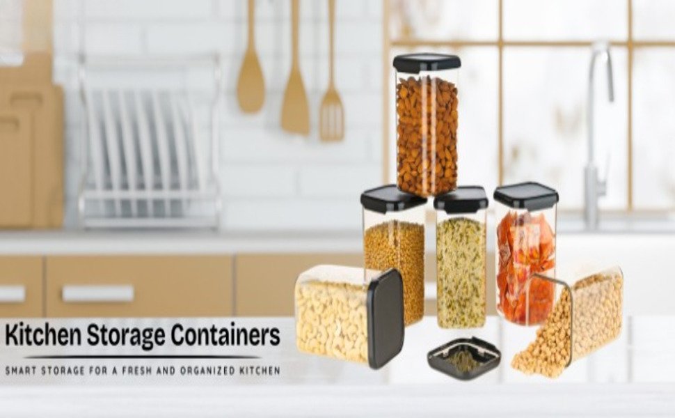 Air Tight Kitchen Storage Containers Set of 3 – 1200ML Plastic Food ...