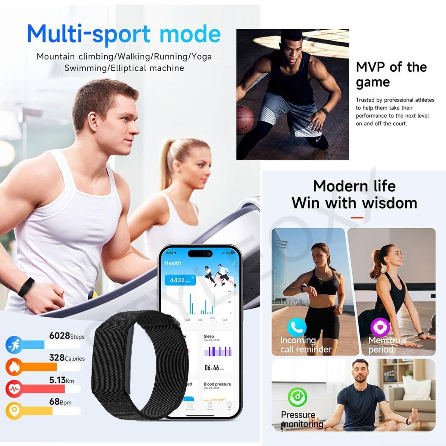 Qfit Fitness Band, Activity and Sleep Tracker with Heart Rate Monitor ...