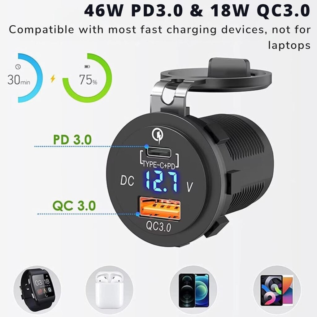 SARTE Multi Vehicle Phone Charger Dual USB PD QC3.0 Type-C Fast ...