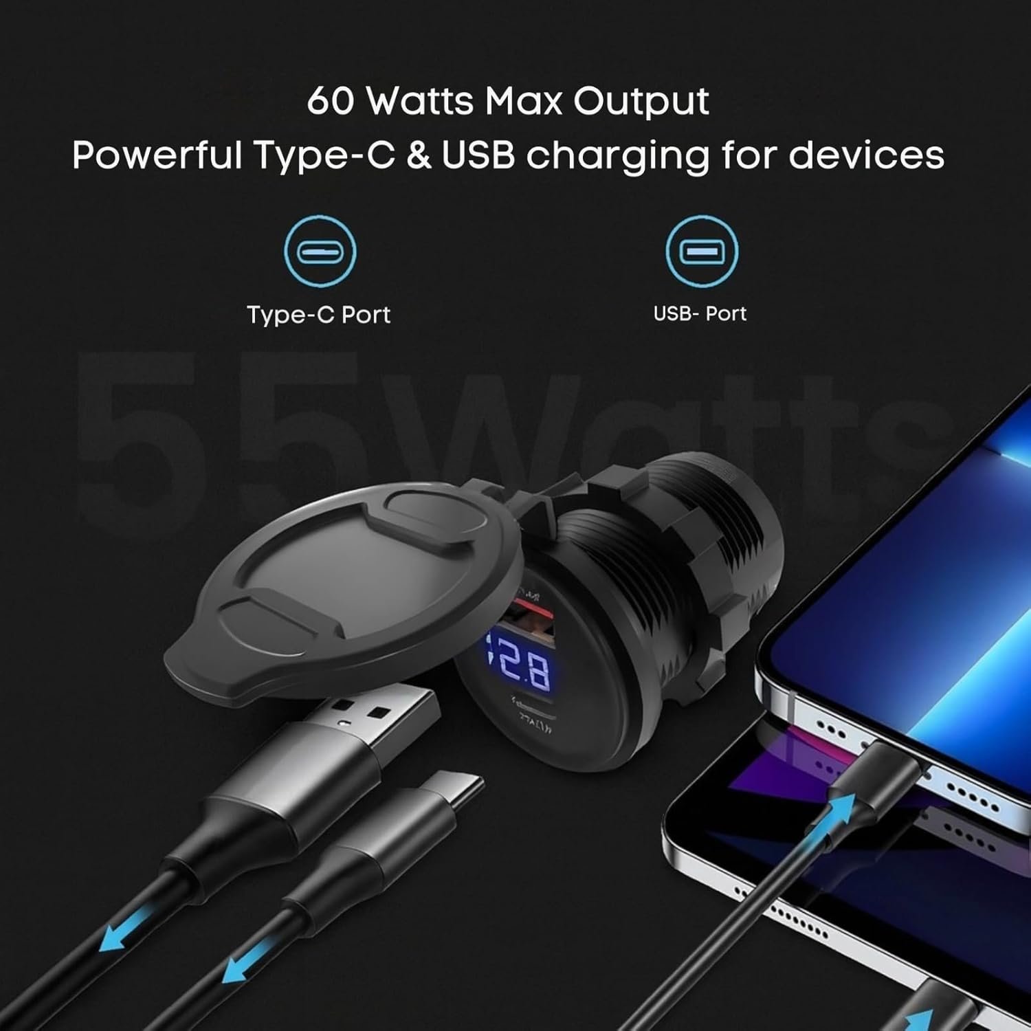 SARTE Multi Vehicle Phone Charger Dual USB PD QC3.0 Type-C Fast ...